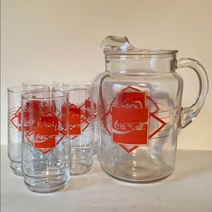 Coca Cola | Dining | Vintage Coke Restaurant Pitcher 5 Glasses Cola ...